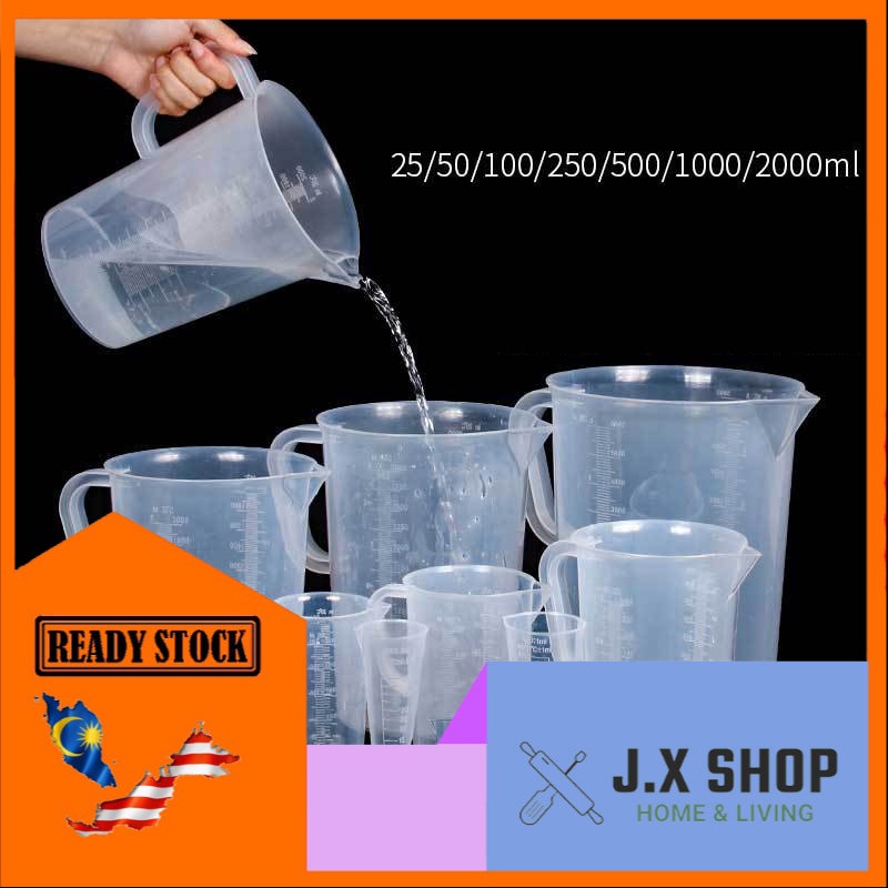 Measuring Cup Labs Plastic Graduated Beakers 25/50/100/250/500/1000/2000ML | Shopee Malaysia