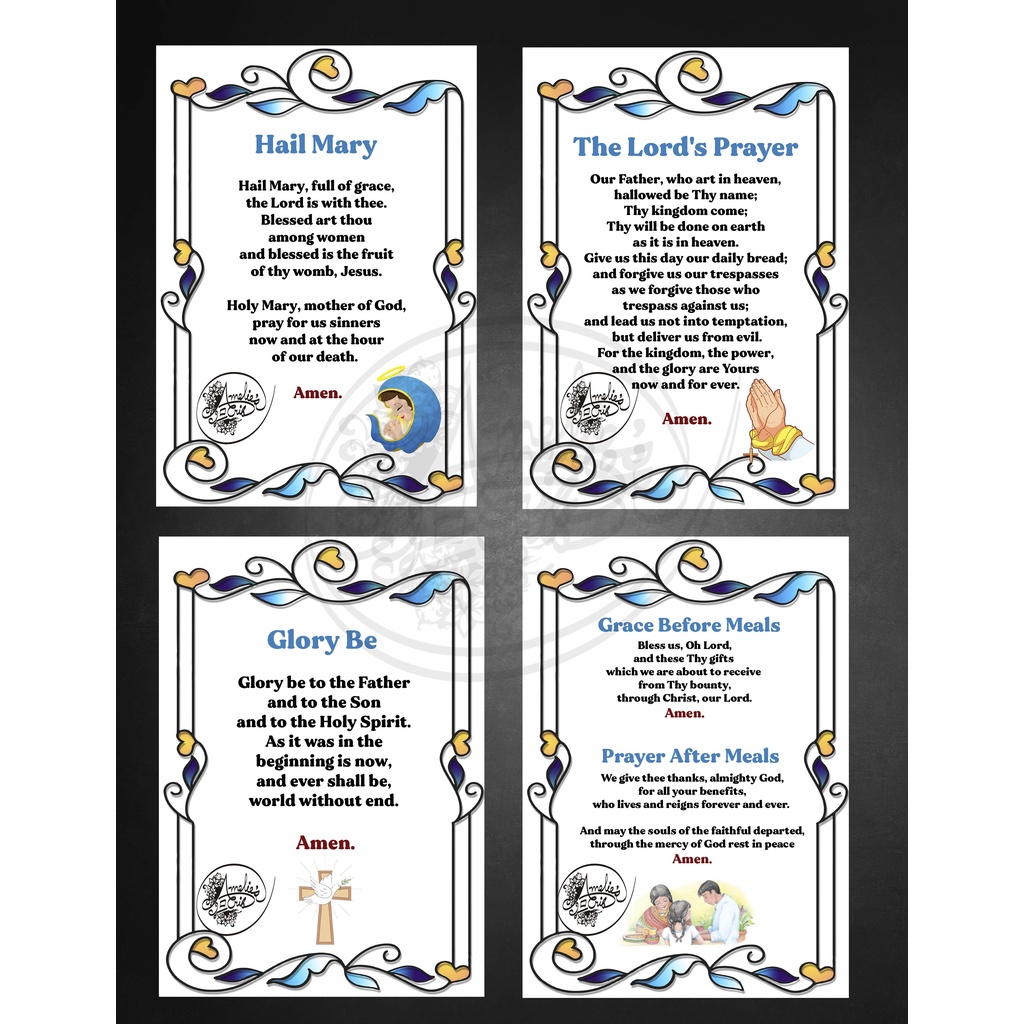 Prayer MINIMALIST Educational Laminated Wall Charts - A4 size (Hail ...