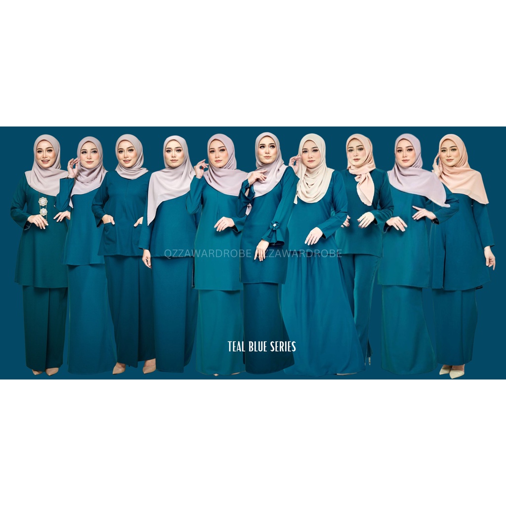 [teal blue] skirt kurung moden riau/kedah bridesmaid/pengapit/raya ...