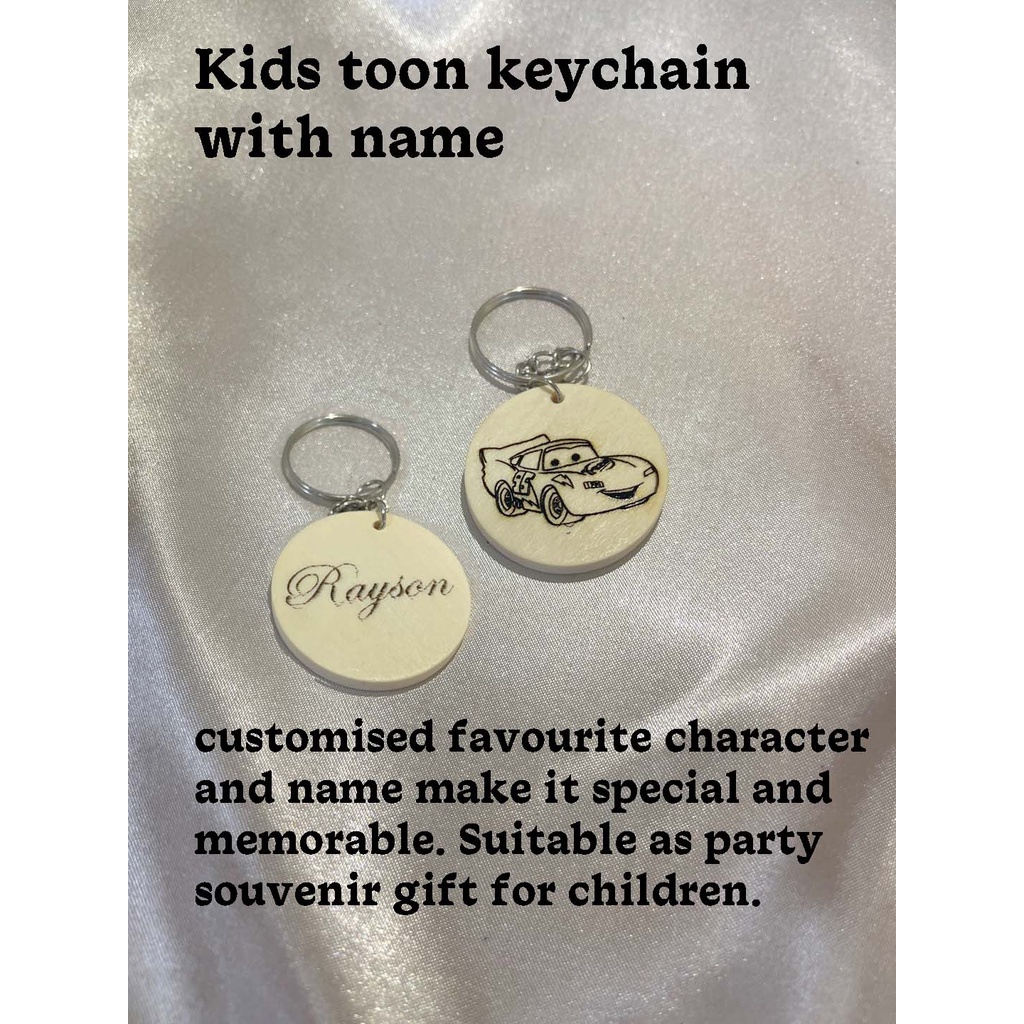 Children Wooden Keychain customized personalized cartoon character ...