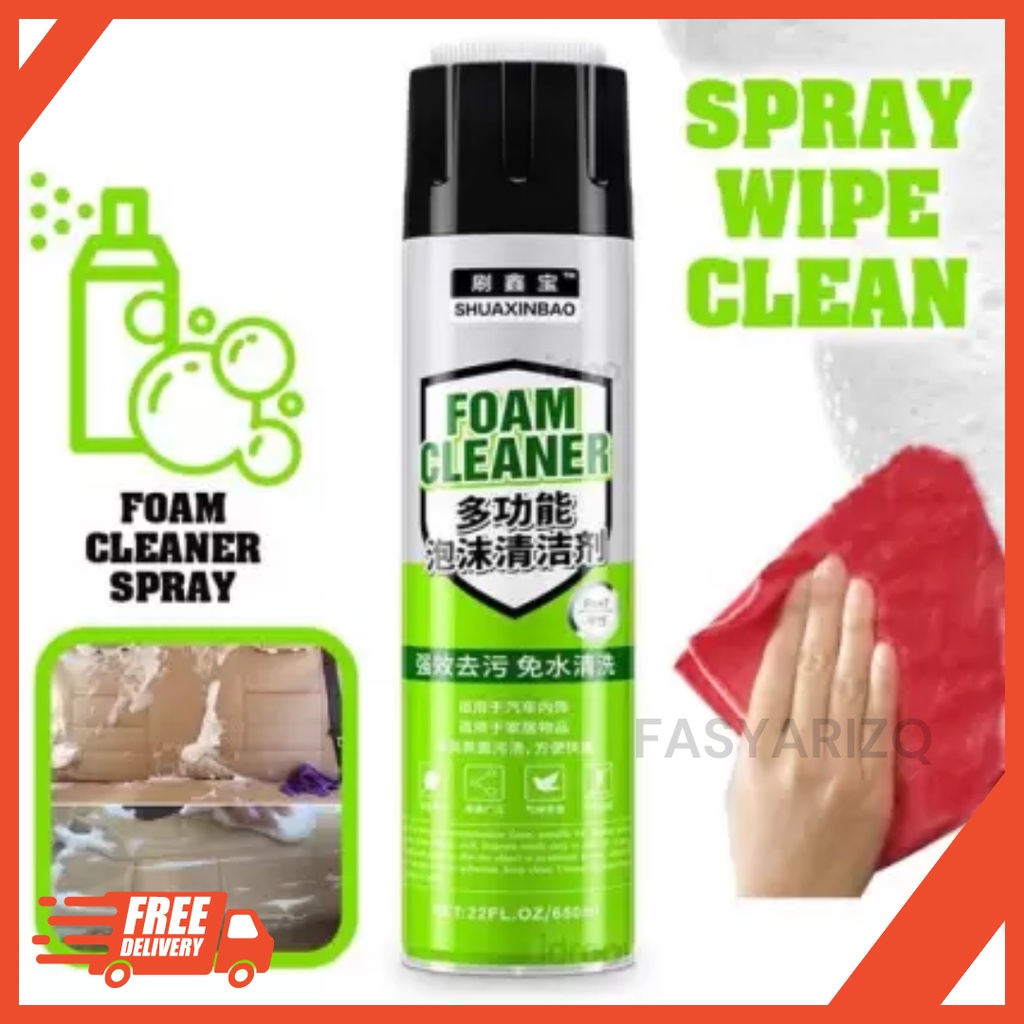 Multi-Purpose Foam Cleaner 650ml With Head Brush Pencuci Serbaguna Sofa Fabric Leather Pembersih ...