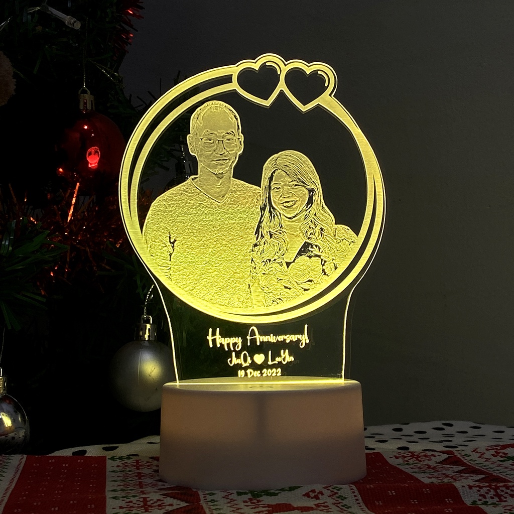 Personalised LED Night Lamp Light Gift For Birthday Wedding Anniversary ...