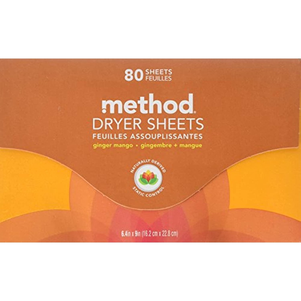 Method Dryer Sheets, Ginger Mango, 2 Pack - 80 Ct. Each (Total 160 ...
