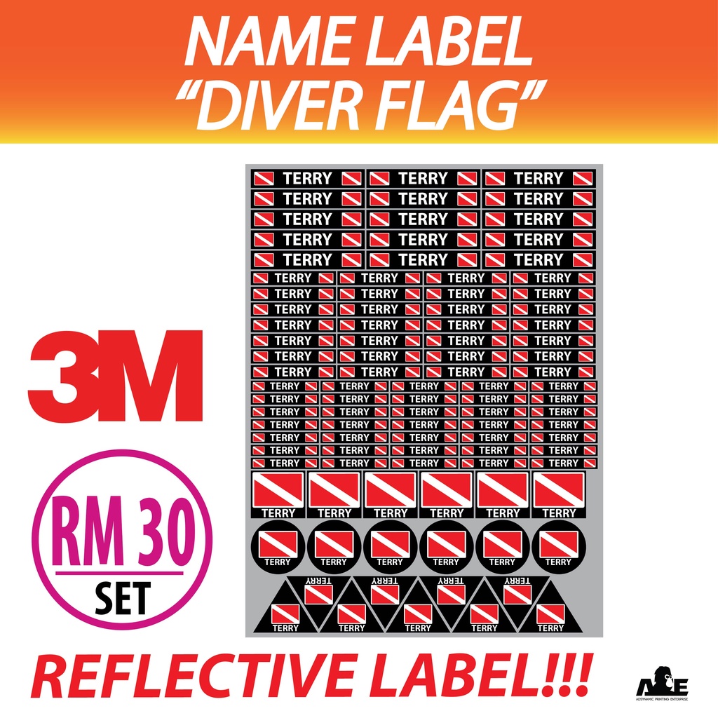 3M Reflective | Diver Name Sticker | Label | Camo | Diver Flag ...