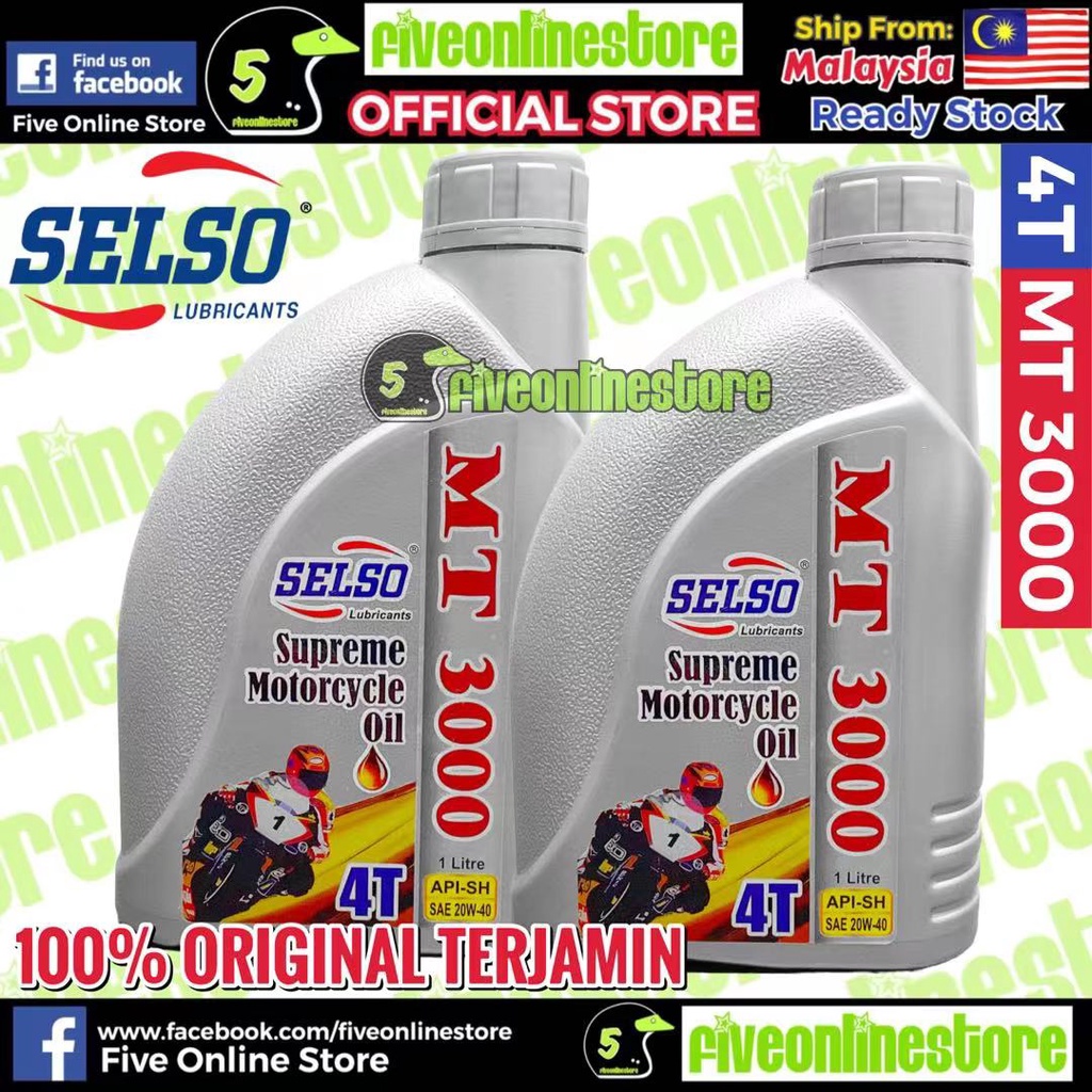 Selso SAE 20W-40 4T MT3000 Plus Motor Oil 1Liter Minyak Hitam Selso ...
