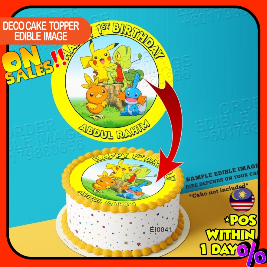 Printing EI Pikachu Edible Image Print Cake Photo Icing Paper Birthday ...