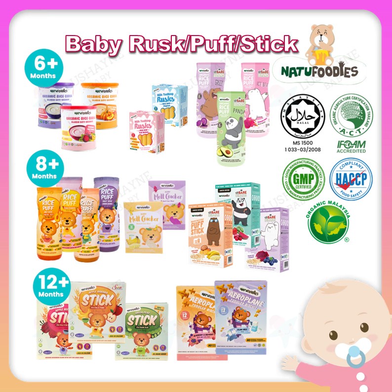 Natufoodies Organic Baby Rice Puff Teething Rusk Stick Rice Porridge ...