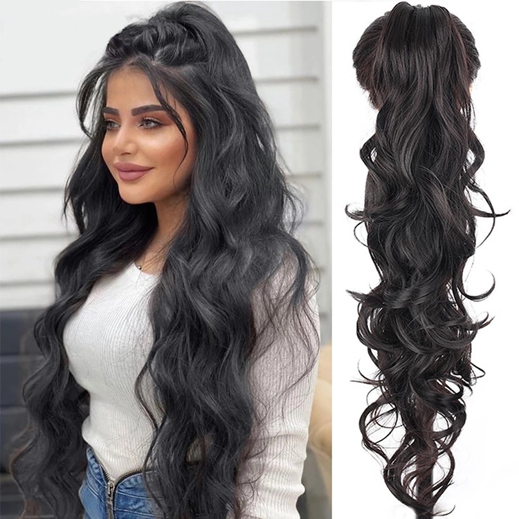 70 cm Long Curly Synthetic Ponytail Extension Drawstring Ponytail Clip ...