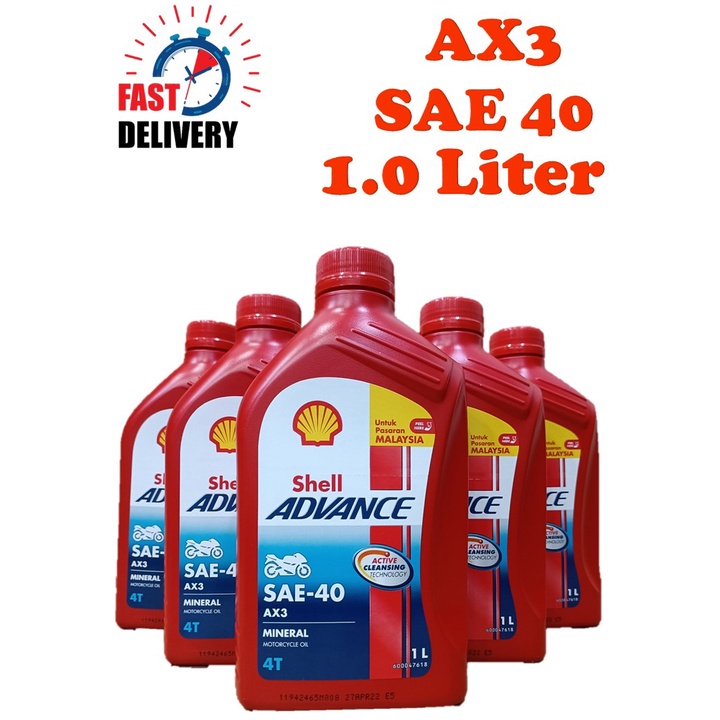 Original Shell Advance AX3 SAE-40 1L /1.0 Liter 4T Engine Oil / Minyak ...