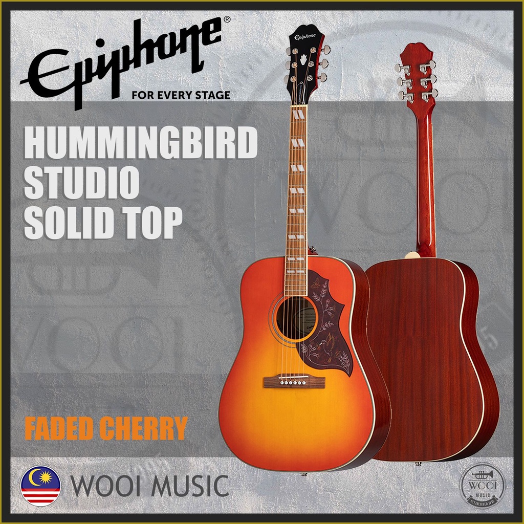 Epiphone Hummingbird Studio Solid Top Acoustic Electric Guitar 41 ...