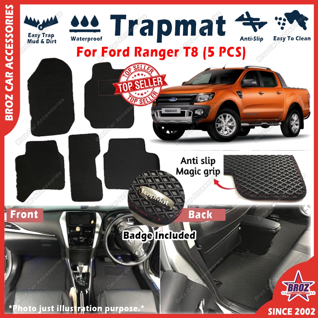 For Ford Ranger T8 TRAPMAT CarMat Customize Car Floor Mat Black With ...