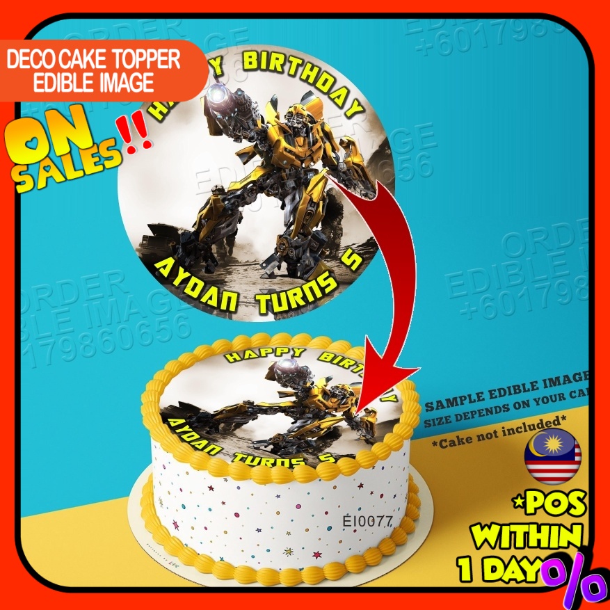 Printing EI Transformers Bumblebee Edible Image Print Cake Photo Icing ...
