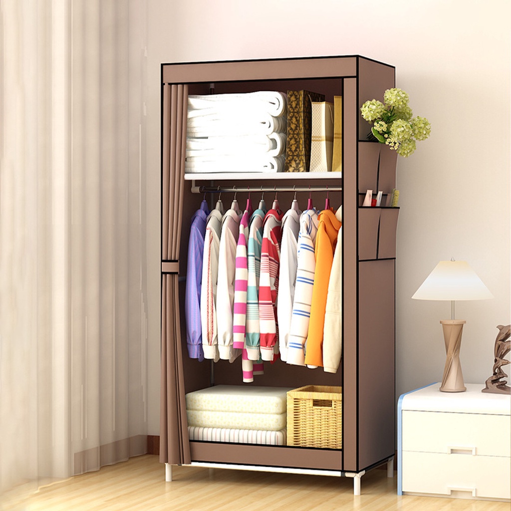 Almari Kain Wardrobe Clothes Wardrobe with Drawer & Organizer / Almari ...