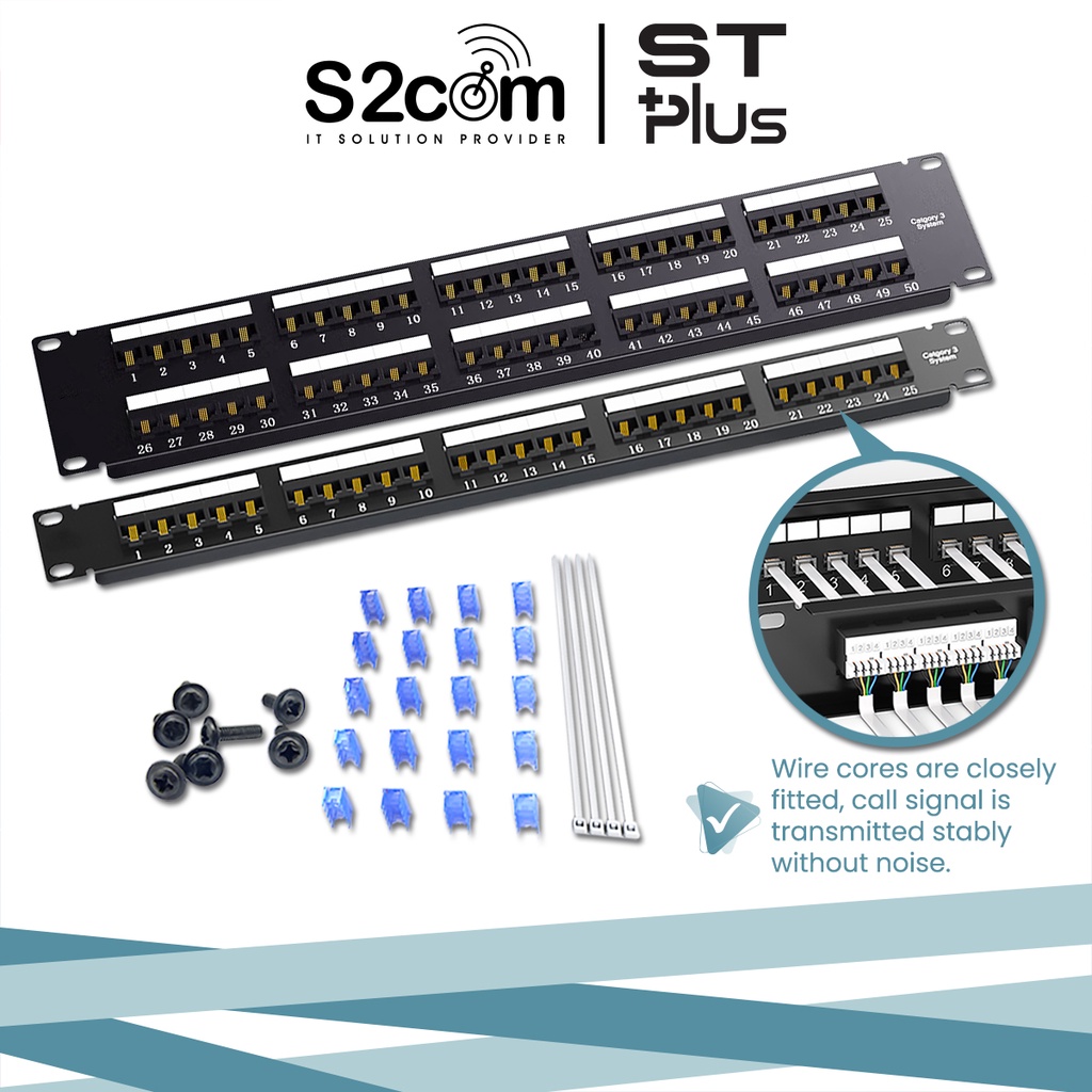 25 / 50 Ports Cat3 RJ11 Modular 1U / 2U 19 Inch Telephone Patch Panel | Shopee Malaysia