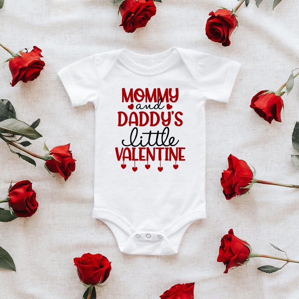 Mommy and Daddy's Little Valentine Pattern Newborn Romper Baby Bodysuit Cute Infant Jumpsuit ...