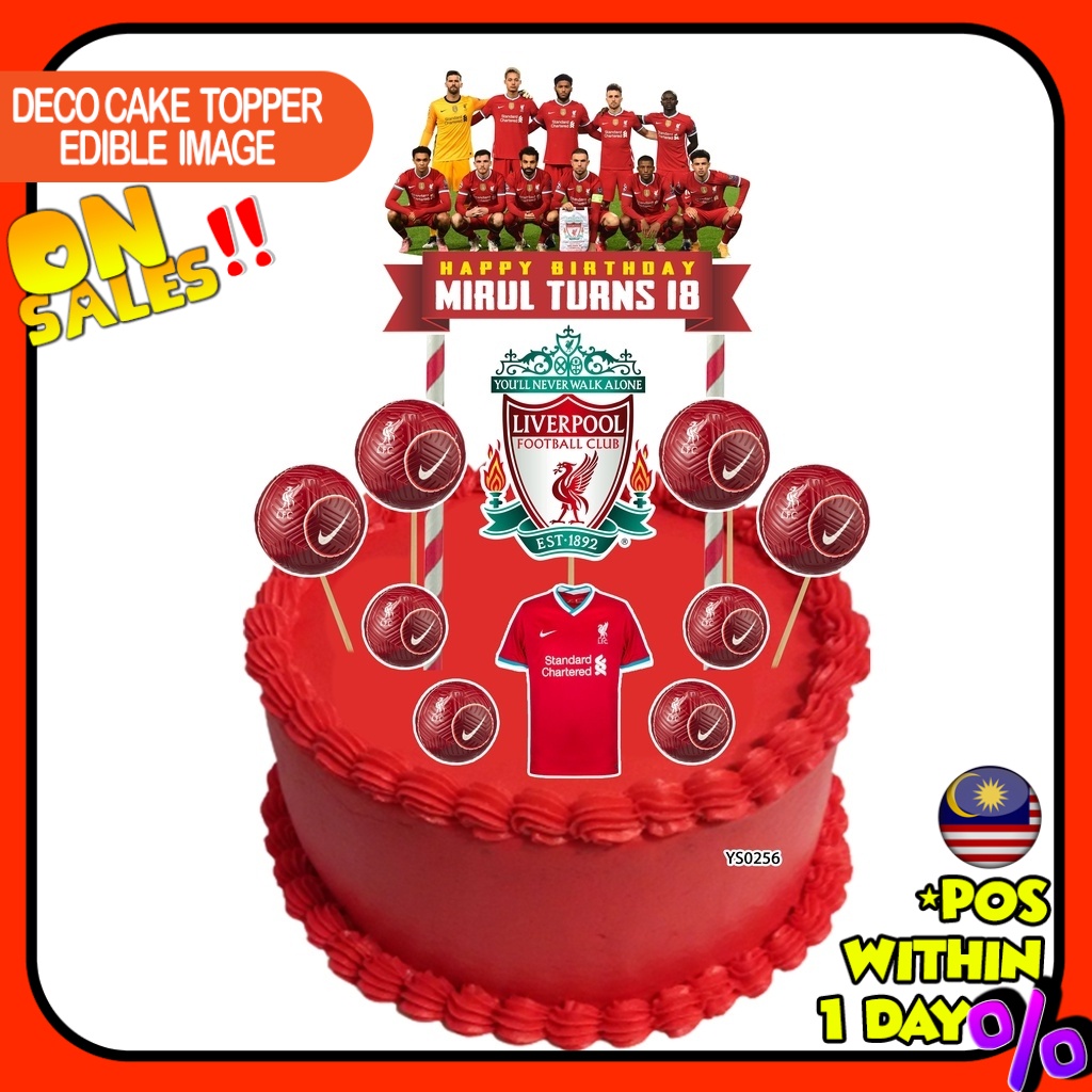 [CUSTOM NAME] Happy Birthday Cake Topper Liverpool Decoration Set Party ...