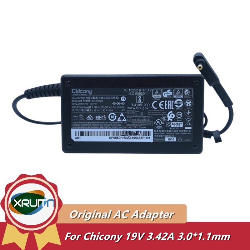 Original Chicony A18-065N3A 19V 3.42A 65W 3.0x1.0mm A065R178P AC ...