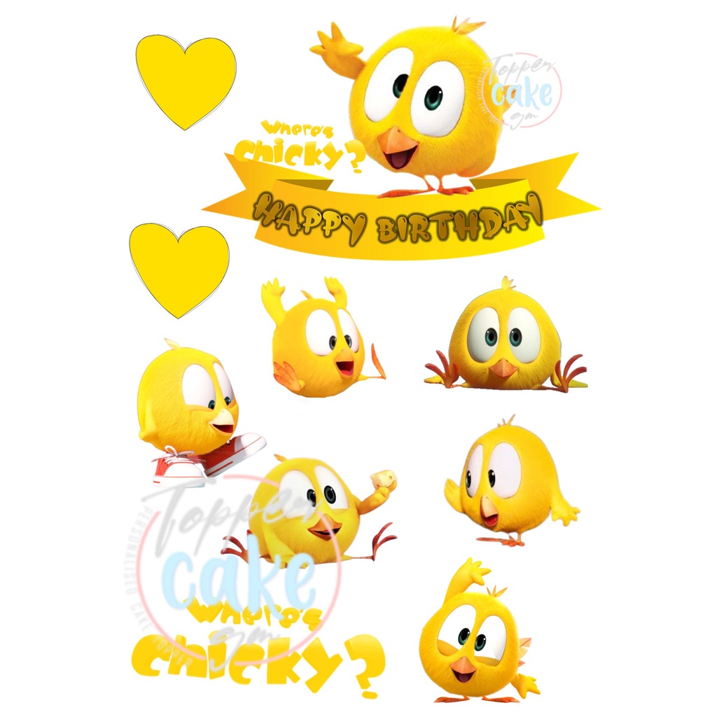 Happy Birthday Topper Cake Cartoon Where is Chicky (CUSTOM NAME ...