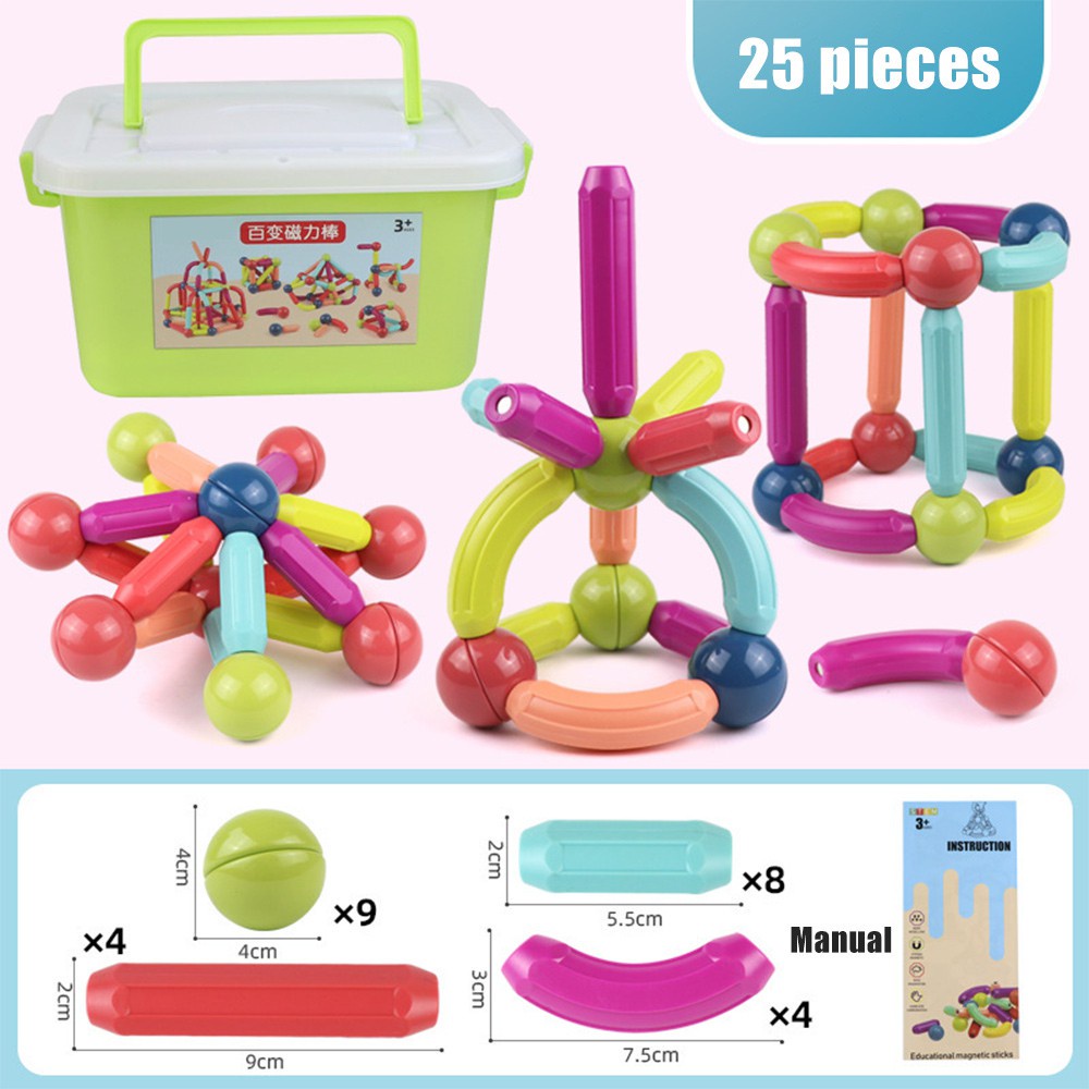 【24H】216PCS Kids Magnetic Stick Balls Building Toy Blocks With Storage ...