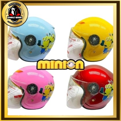 KIDS HELMET JUNIOR MINION FOR KID WITH VISOR CLEAR HELMET BLUE RED ...
