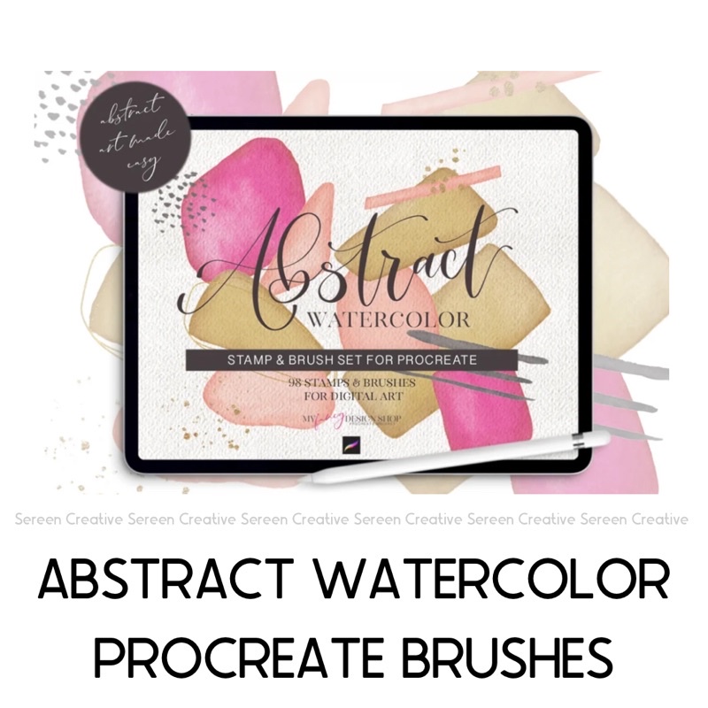 P176 Abstract Watercolor Texture Procreate Stamps Brushes (Round ...