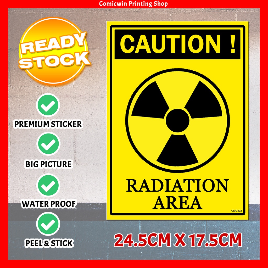 CMC302 Radiation Sign (24.5x17.5cm) Area Radiation Caution Sticker, Add ...