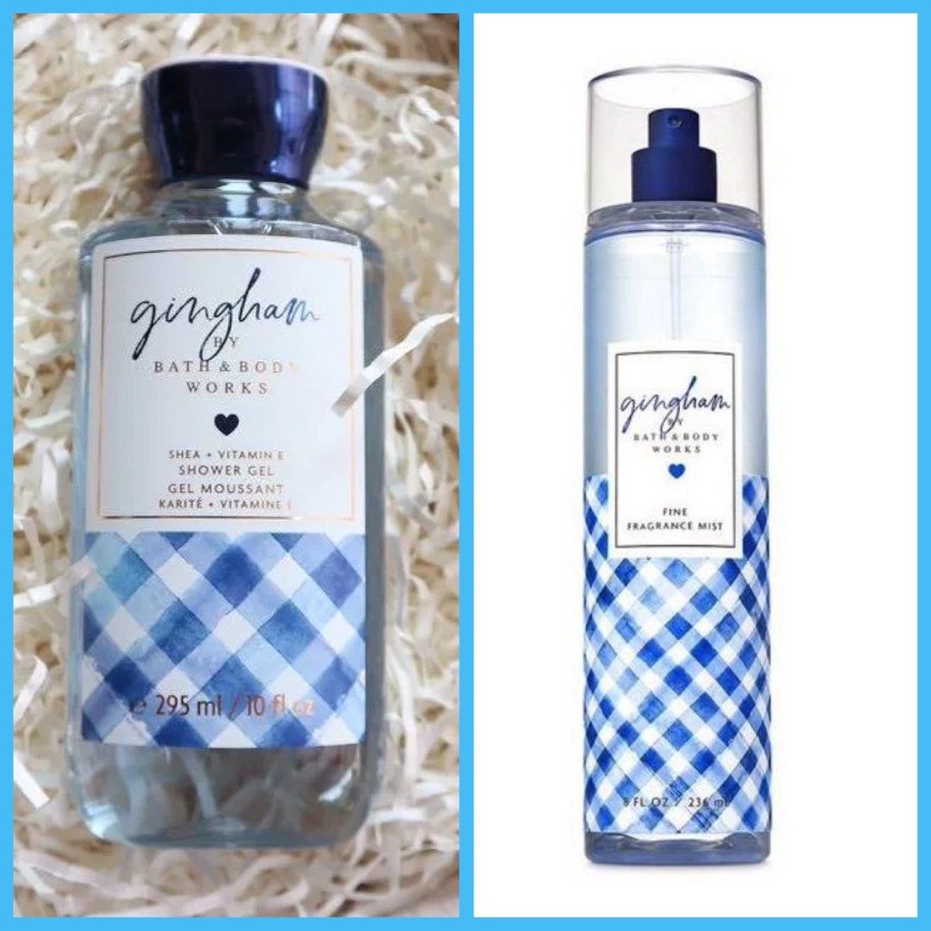 Bath & Body Works Gingham Body Mist 236ml + Shower Gel 295ml | Shopee ...