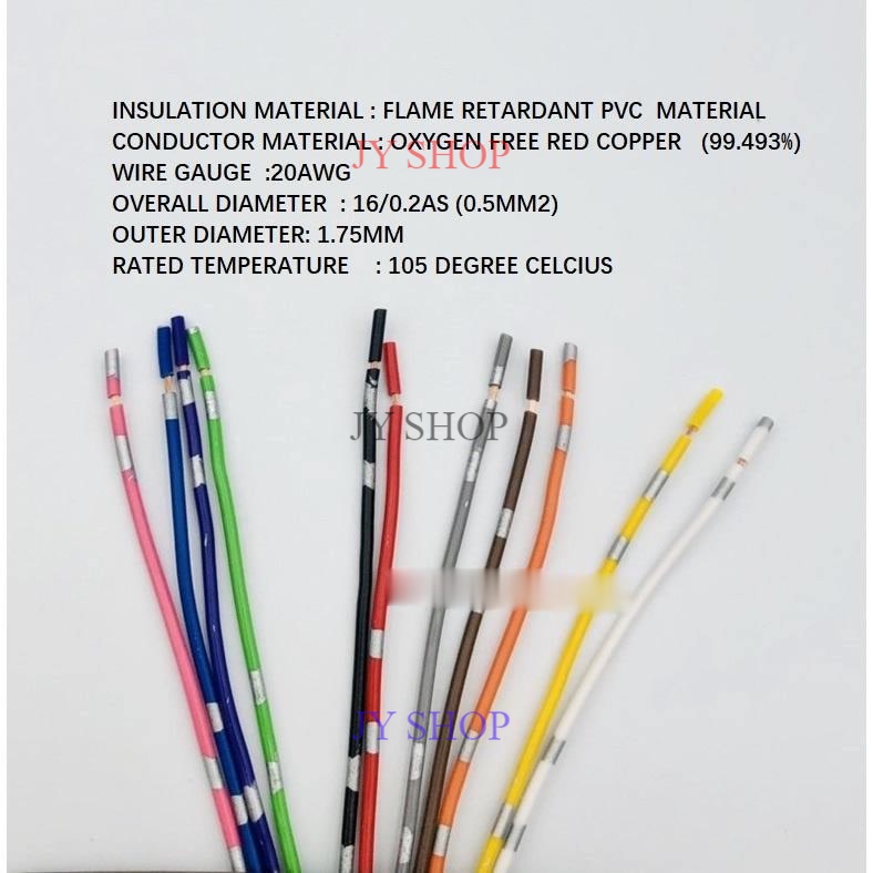 11 Colour 0.5MM2 Pure Copper Anti Flame Automotive 18CM Wire Cable ...