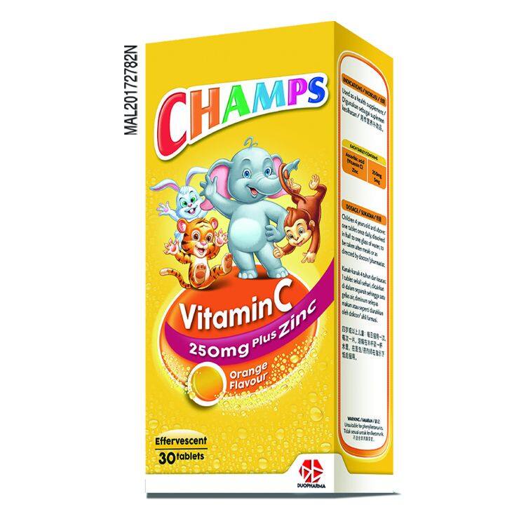 CHAMPS VIT C+ZINC EFF ORANGE 30'S | Shopee Malaysia