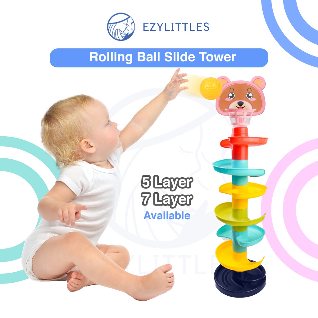 EZYLITTLES DIY Fun Rolling Slide Ball Stack Tower Gliding Children ...