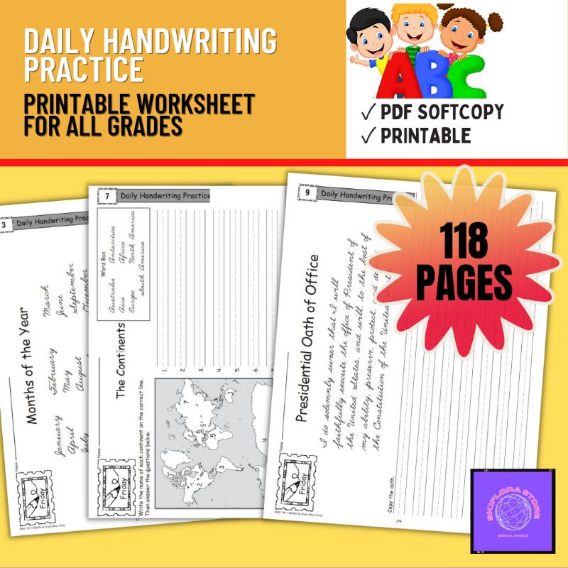 [SS05] Daily Handwriting Practice for All Grades Printable Worksheet ...