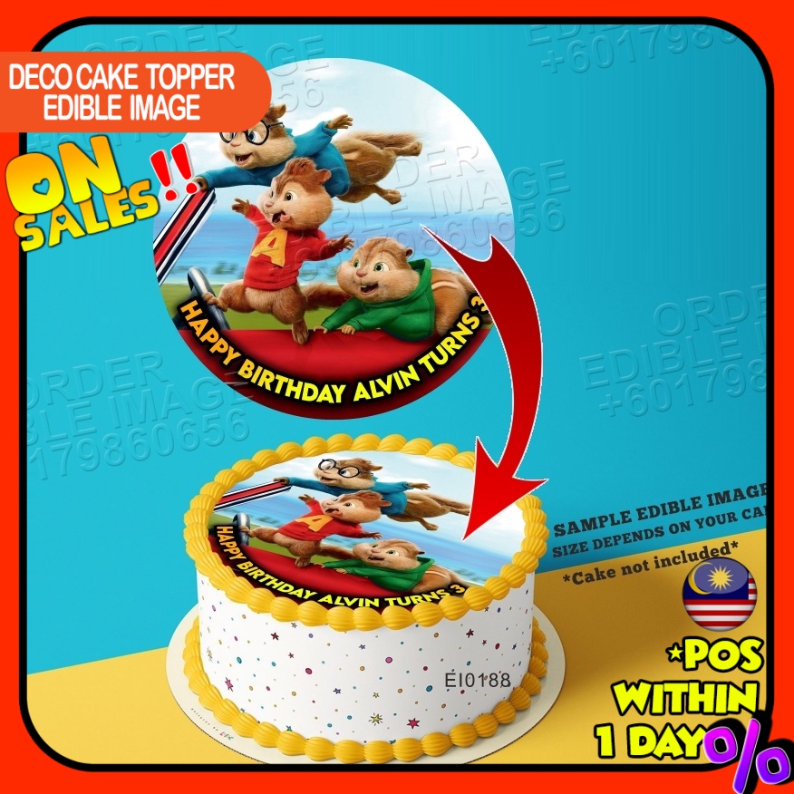 Printing EI Alvin And The Chipmunks Edible Image Print Cake Photo Icing ...