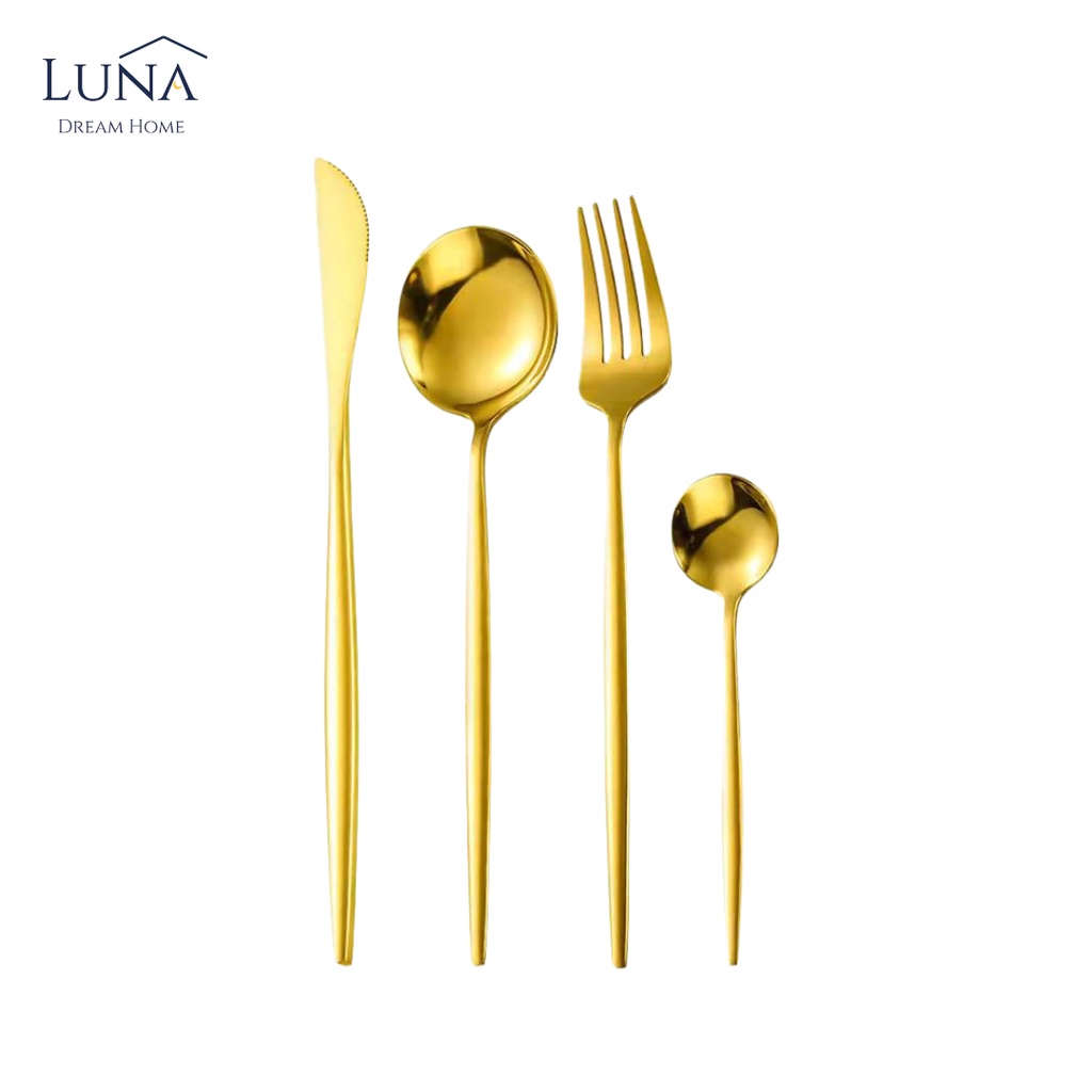 LUNA [Simple Elegant Cutlery Set] 4 in 1 Modern Style Stainless Steel ...