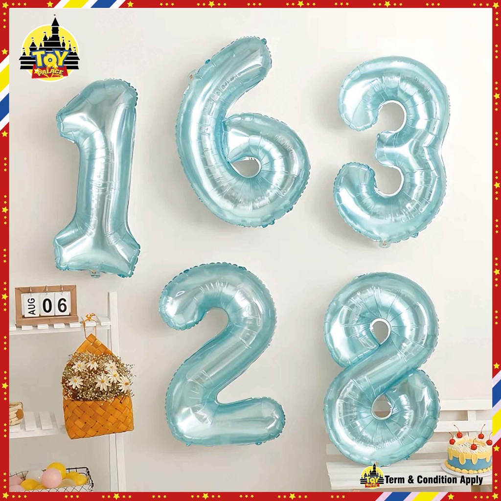 32 inch Number Crystal Blue Balloons Foil Birthday Party | Shopee Malaysia