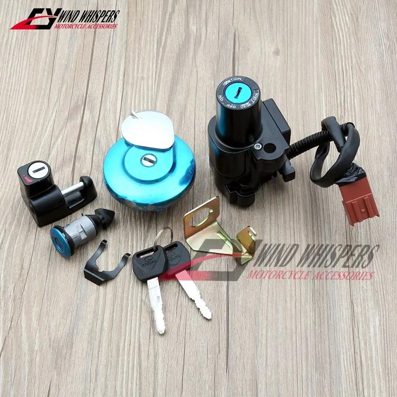 4 Locks Motorcycle Ignition Switch Fuel Gas Cap Helmet seat lock 2 Keys ...