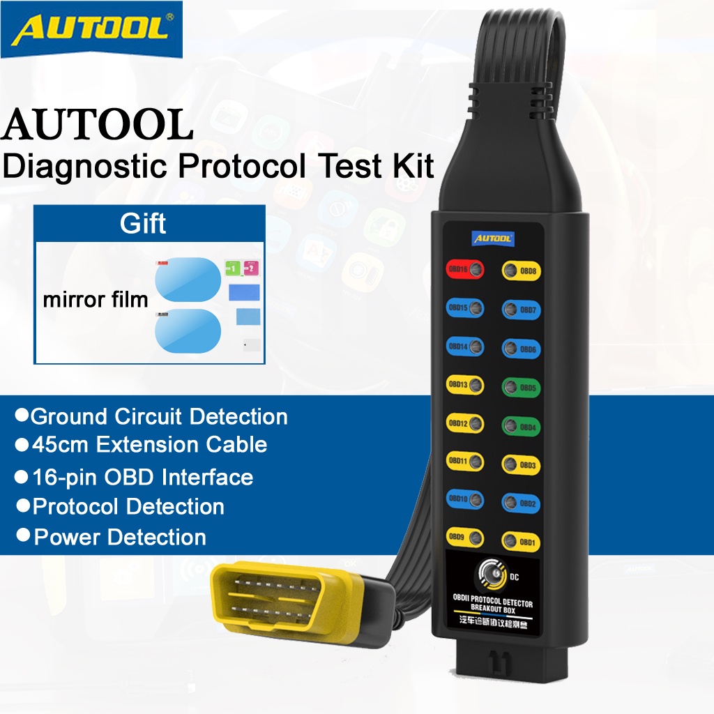AUTOOL New Auto Break Out Box OBD II protocol detector and junction box car OBD interface ...
