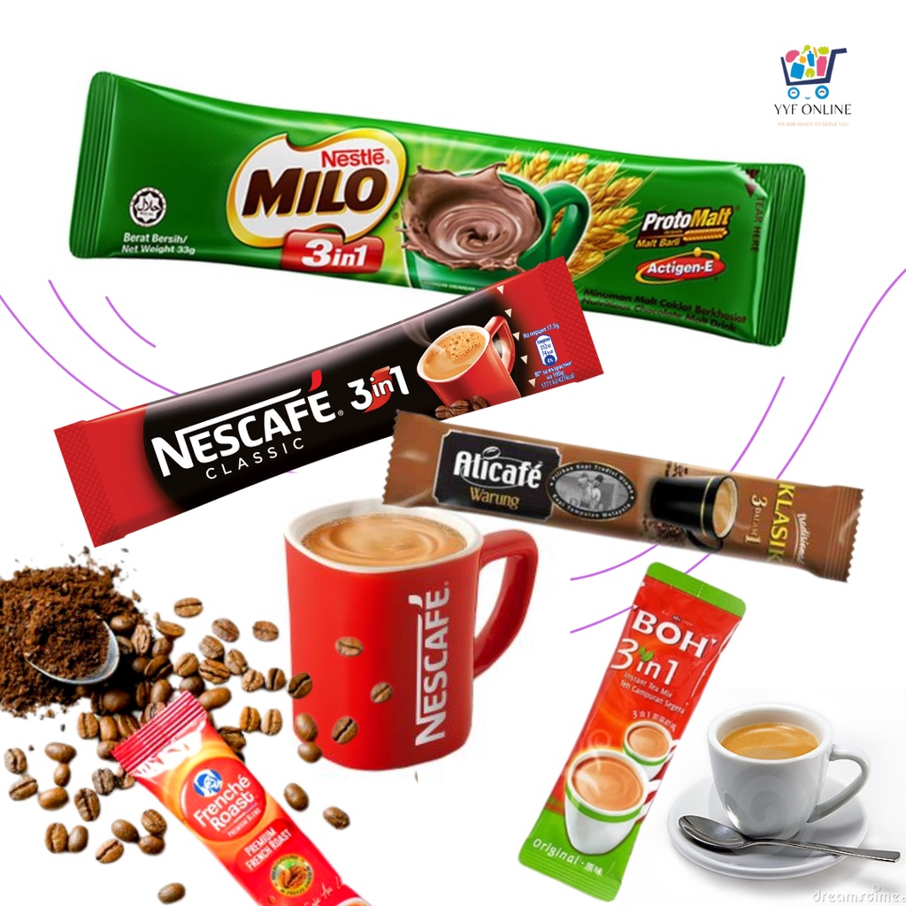 Hot Drink in Sachets -Milo/Nescafe/Teh Boh/ Alicafe Warung/Frenche Roast (10 Sachets) | Shopee ...
