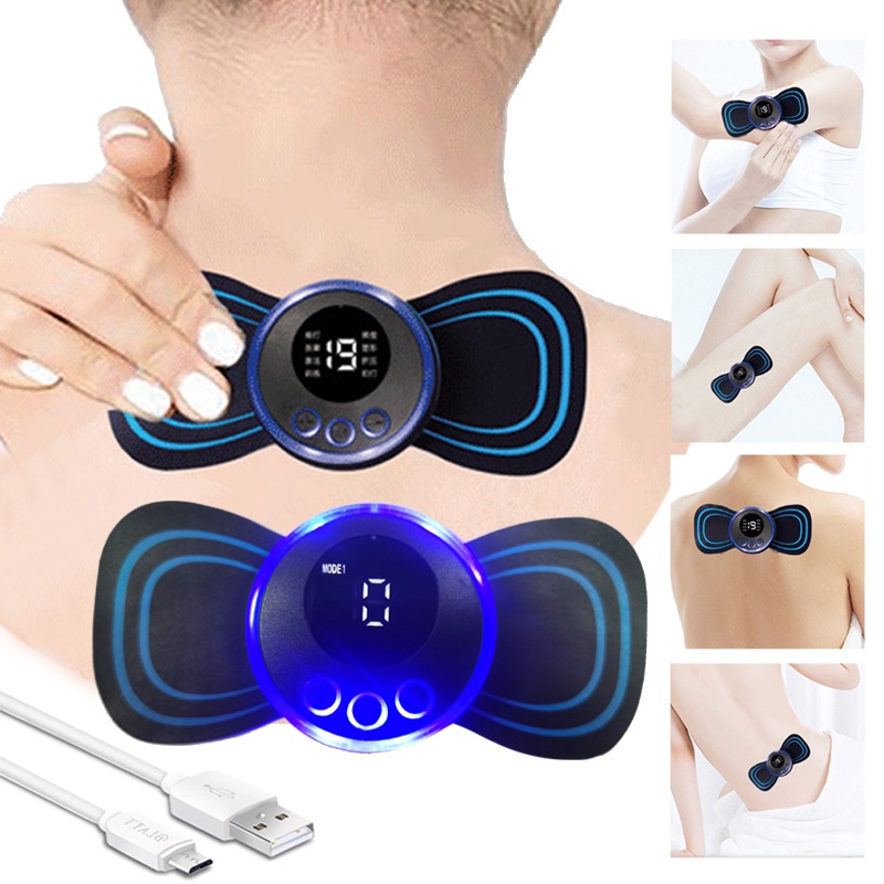 EMS Cervical Massage Stickers USB Rechargeable Stimulator Neck Hump ...