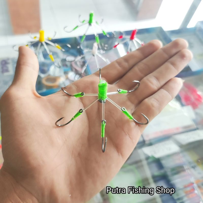 MATA 6-eyes Baronang Garong Hook | 6-point Flower Garong Hook Assembly ...