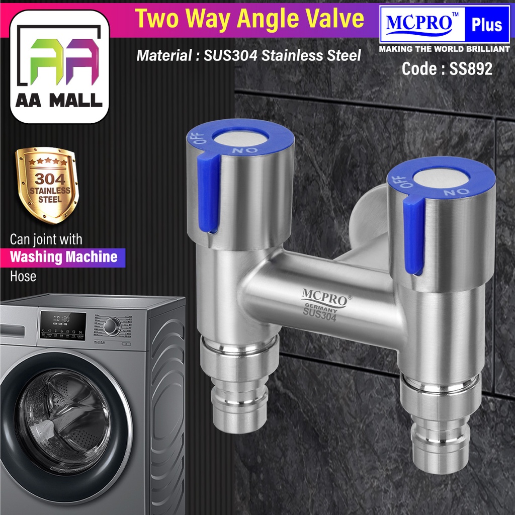MCPRO SUS304 Stainless Steel Bathroom TWO WAY ANGLE STOP VALVE With ...