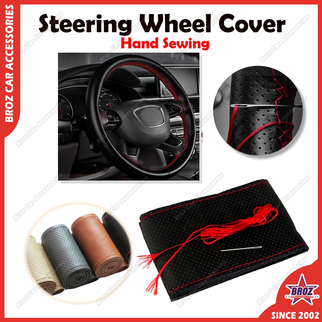 36-40cm Universal PU Leather DIY Auto Car Hand Sewing Steering Cover ...