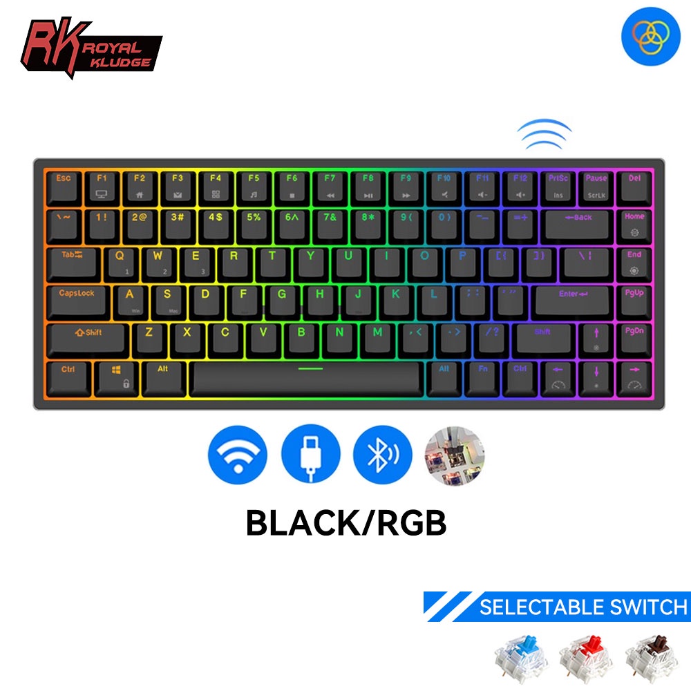 Royal Kludge RK84 Tri-Mode Hotswappable RGB Backlit Bluetooth 2.4G ...