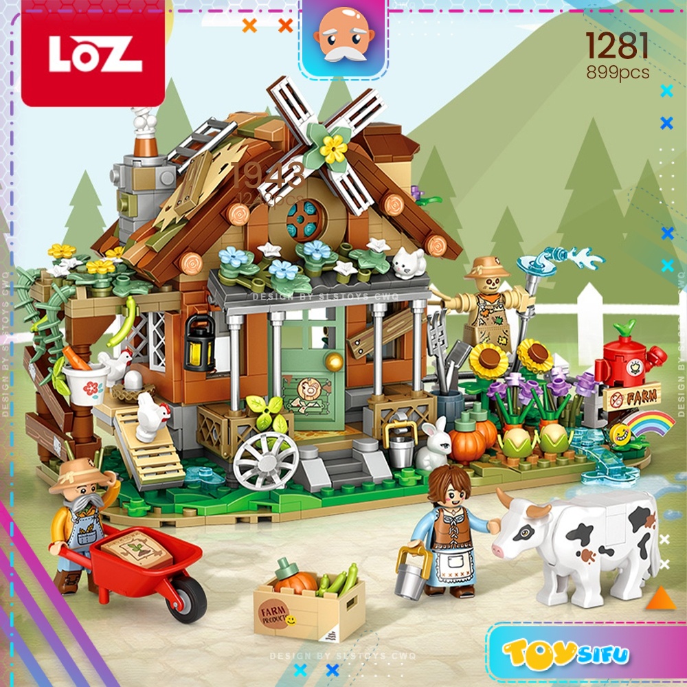 LOZ IDEAS Mini Block 1281 Windmill Farm House Village Gift Decoration Building Brick Toy Boy ...