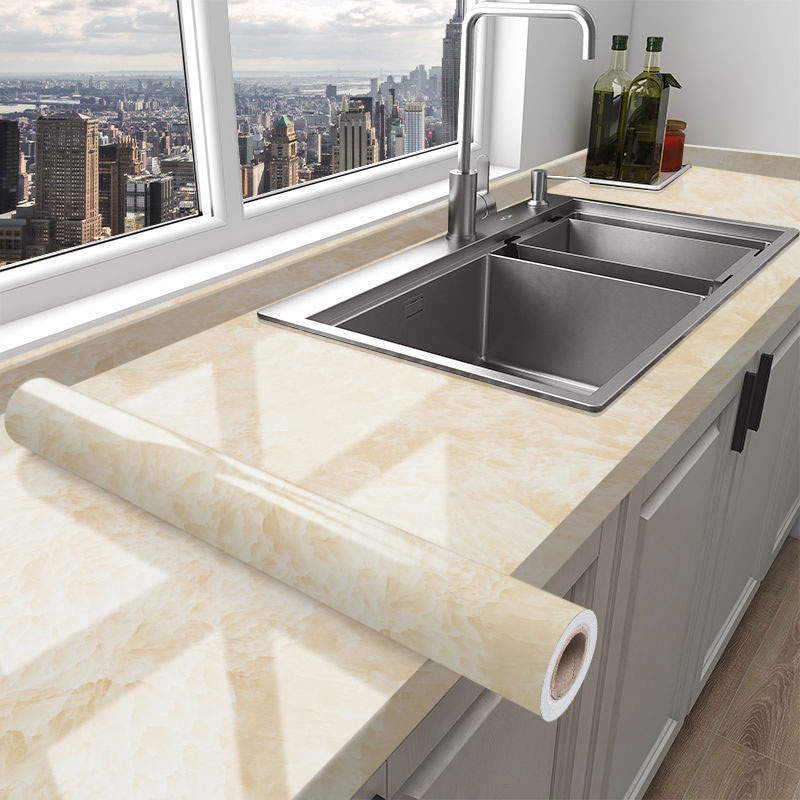 PACKONE 10M Kitchen Marble Wallpaper Dapur Table Top Sticker Self ...