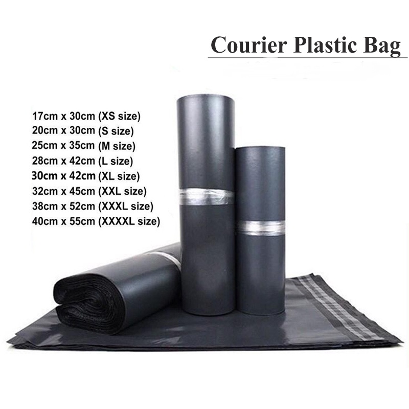 Black Plastic Courier Bag Thick Parcel Packing Flyer Postage ...