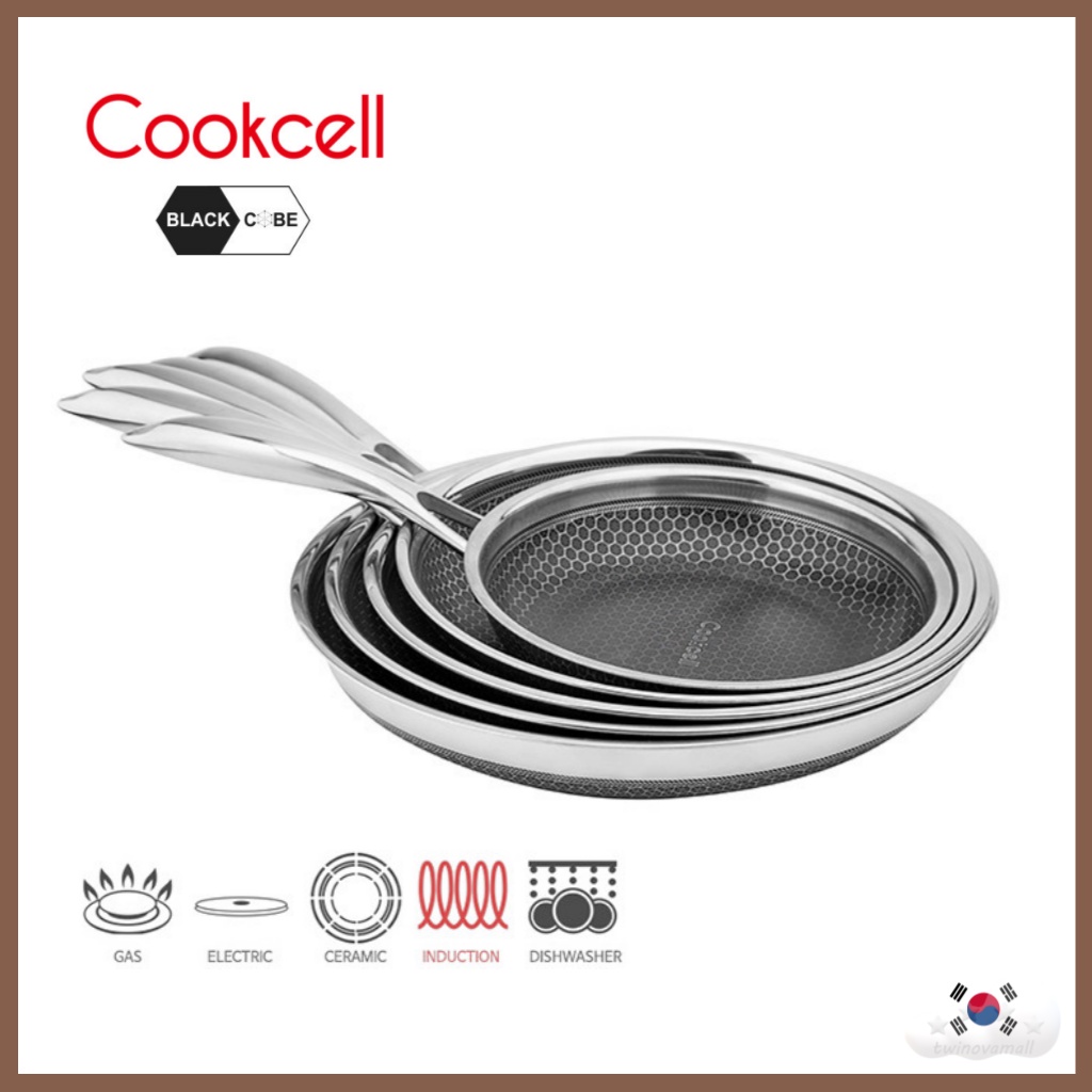 twinovamall [Cookcell] Blackcube Single Double Coating IH Frying Pan ...