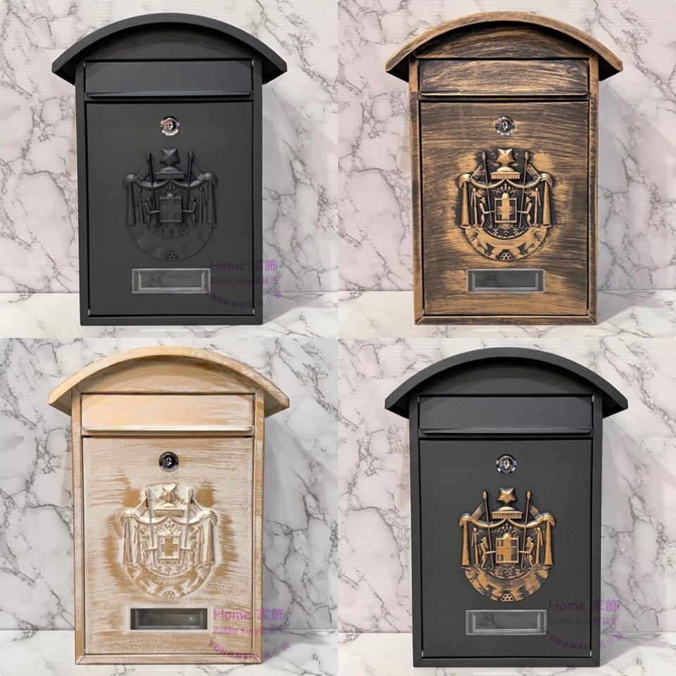 [HOME] Dome Little Angel Mailbox 4 Black Brushed Gold Retro Time White ...