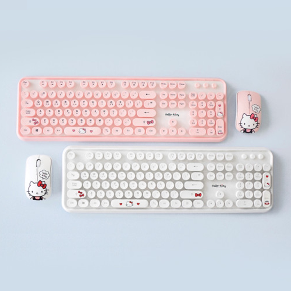 Hello Kitty Retro Wireless Keyboard Mouse Set Pink White | Shopee Malaysia