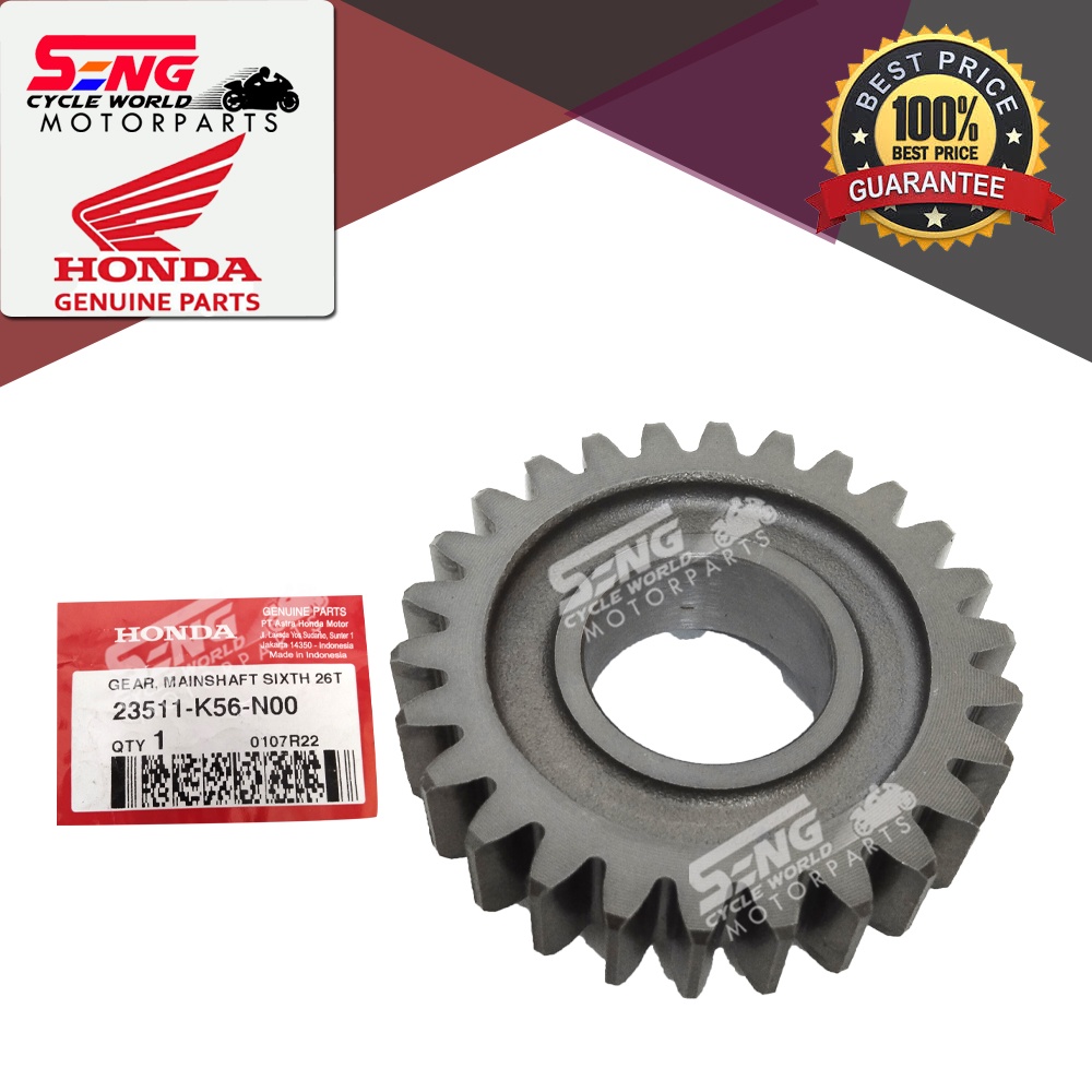 HONDA RS150 GEAR BOX-MAIN SHAFT (6TH) 26T (23511-K56-N00) ORIGINAL ...