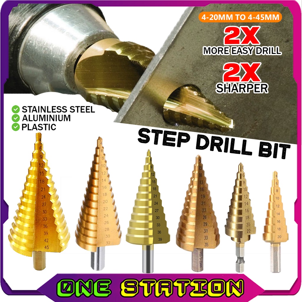 Step Drill Bit Mata Drill Besi Tebuk Lubang Hole Drill Bit Cone Drill ...